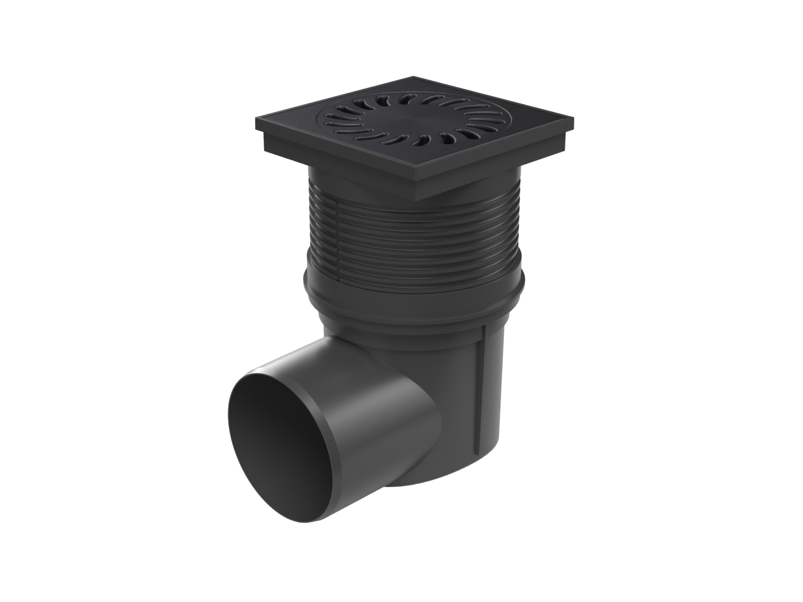 Vpust dvorní KVB 110 S-Li, litinová mříž 150X150 boční odtok DN 110, s protizápachovou klapkou ...